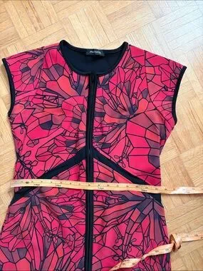 Maunakea | Dresses | Maunakea Floralprint Red Zipfront Capsleeve Dress ...